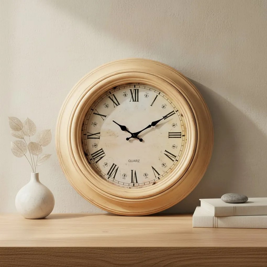 Nástěnné hodiny ZEGA 50 cm světle hnědé