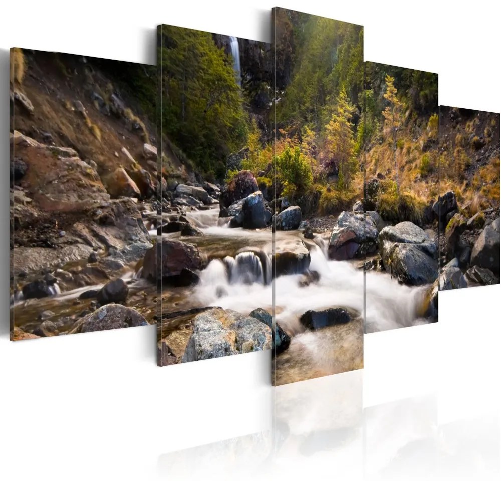 Obraz na plátně Bimago - Lesní vodopád 100x50 cm