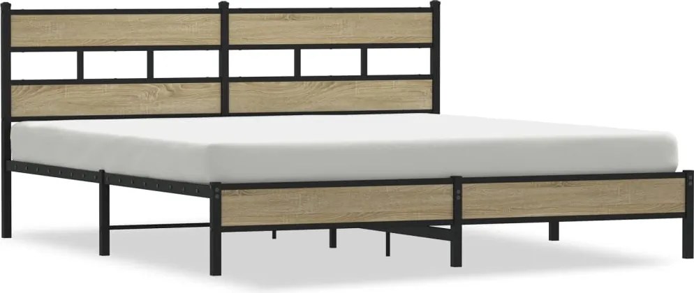 Kovový rám postele bez matrace dub sonoma 180 x 200 cm 3308495