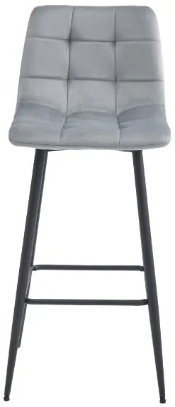Sametová barová židle Budva stříbrno šedá