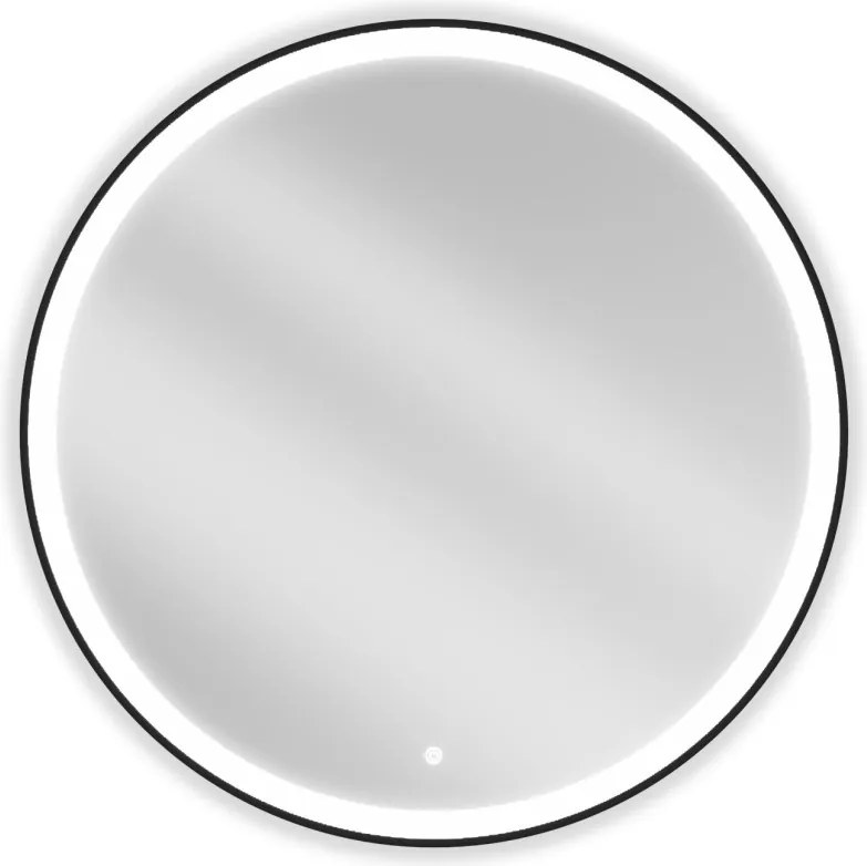 Mexen Esso, kulaté LED podsvícené koupelnové zrcadlo 90 cm, 6000K, topná podložka proti zamlžování, černý rám, 9825-090-090-611-70