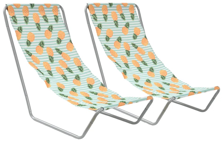 Sada 2 ks skládacích plážových lehátek SAND PINEAPPLE, barevné