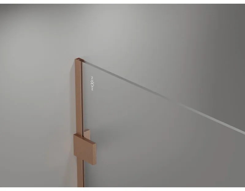 Mexen Lunar sprchová stěna levá 140 x 200 cm, 8mm čiré sklo, měděná matná, 830-140-000-65-00-L