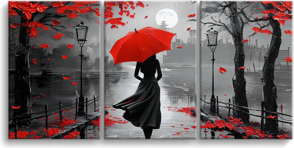 Obrazy na plátně do obývacího pokoje a ložnice Dekorace Procházka v dešti 60x120