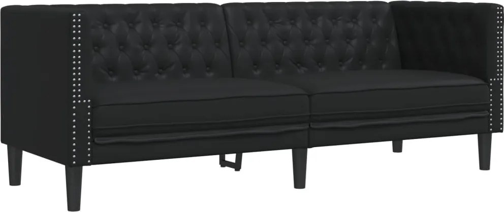 2dílná sedací souprava Chesterfield černá umělá kůže 3209274