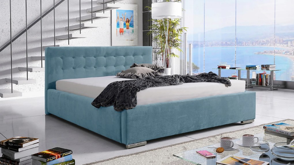 Eka Čalouněná postel Anastasia 180x200 cm Barva látky Trinity: Fialová (Trinity 2311), Úložný prostor: S kovovým rámem úložného prostoru