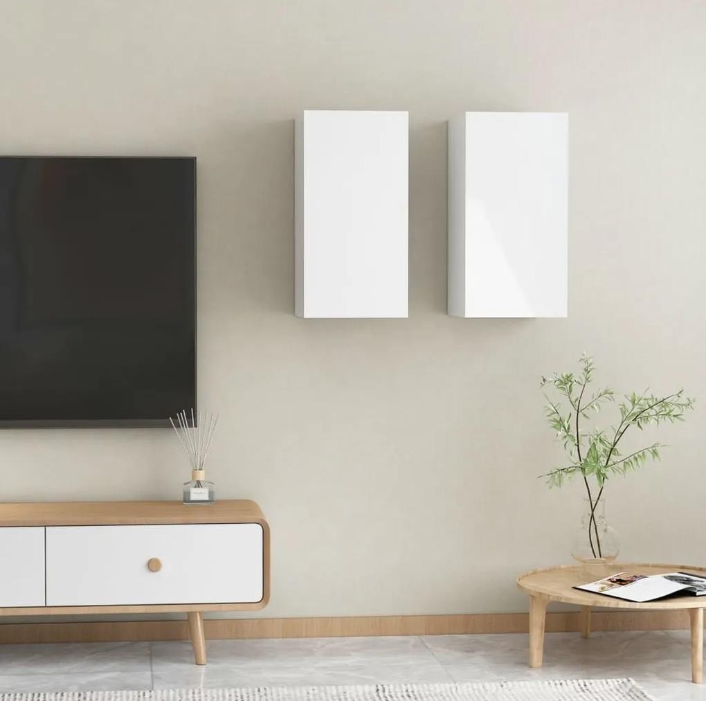 vidaXL TV stolky 2 ks 30,5x30x60 cm kompozitní dřevo [803339] Barva: bílá a dub sonoma