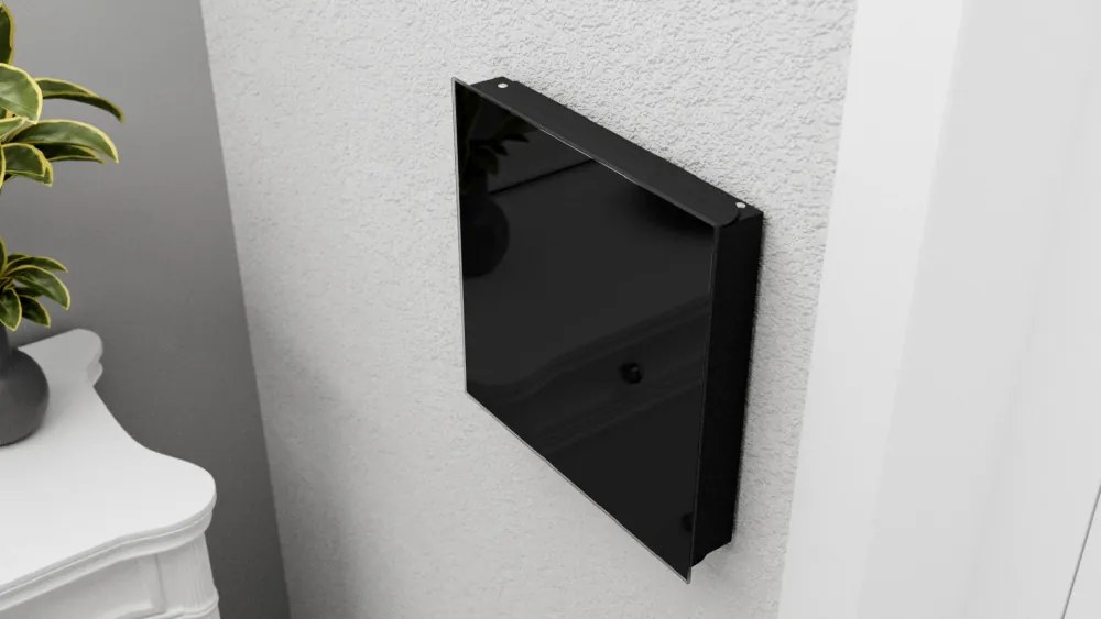 Skříňka na klíče se skleněným obrazem - magnetická černá