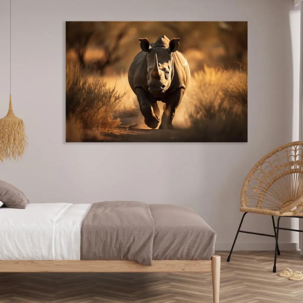 Obraz na plátně - Nosorožec v divoké přírodě FeelHappy.cz Velikost obrazu: 120 x 80 cm
