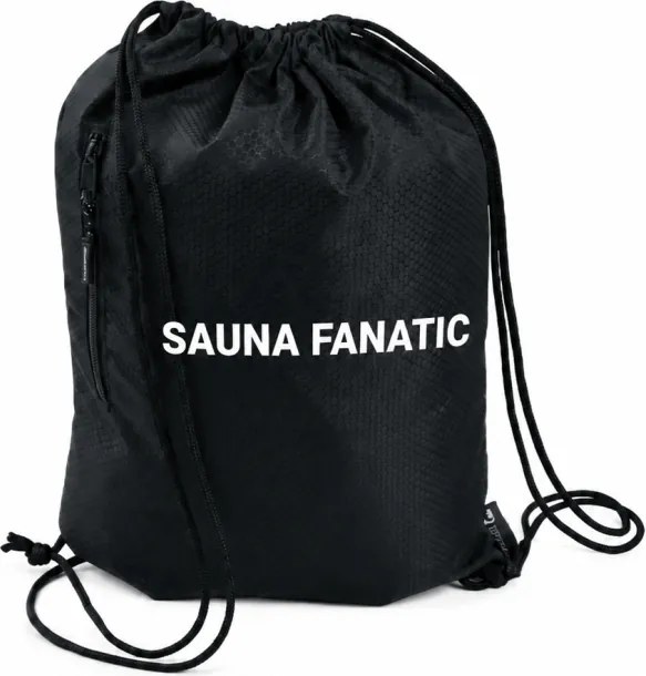 Stahovací batoh Finská sauna „SAUNA FANATIC“ – černý