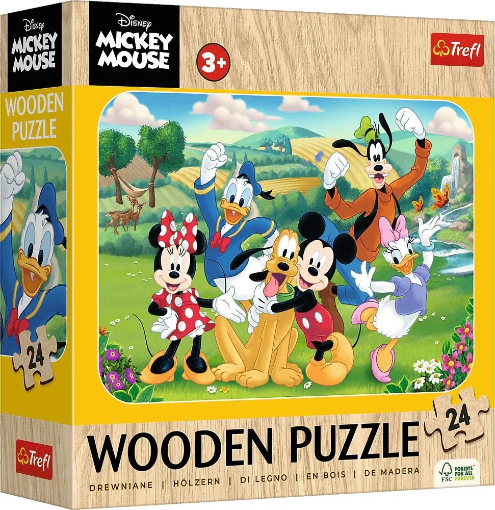 Trefl dřevěné puzzle mickey a přátelé 24 dílků