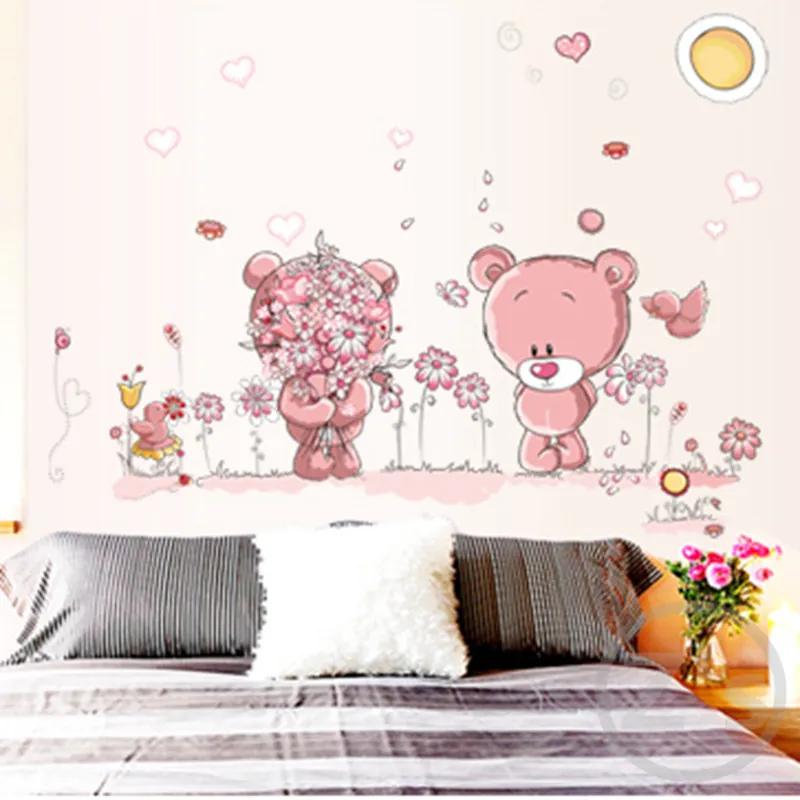 Živá Zeď Samolepka na zeď Růžoví medvídci