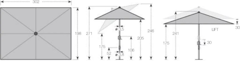 Knirps APOLL tmavě zahradní slunečník 300 x 200 cm šedá