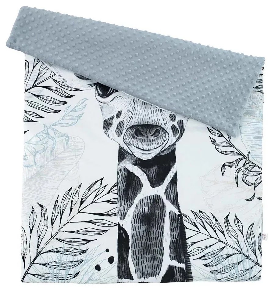 ESITO Luxusní deka minky Žirafa - 73 x 98 cm šedá