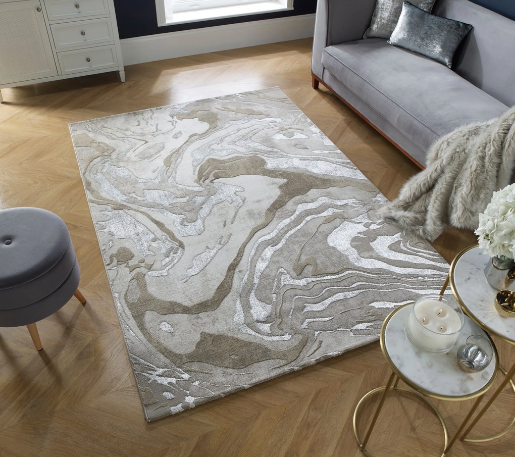 Flair Rugs, Kusový koberec Eris Marbled Natural, 80x150, béžová, kancelář