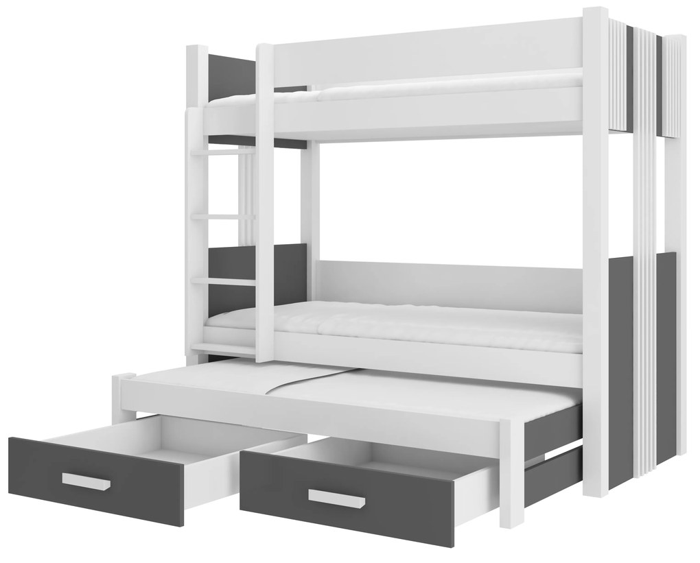 ADRK Rozkládací patrová postel ARTEMA, CH-ARTE-WAN-180, 180x80 cm, bílá/antracit