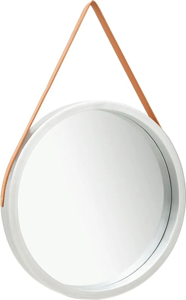 Nástěnné zrcadlo s popruhem 60 cm stříbrné 320370