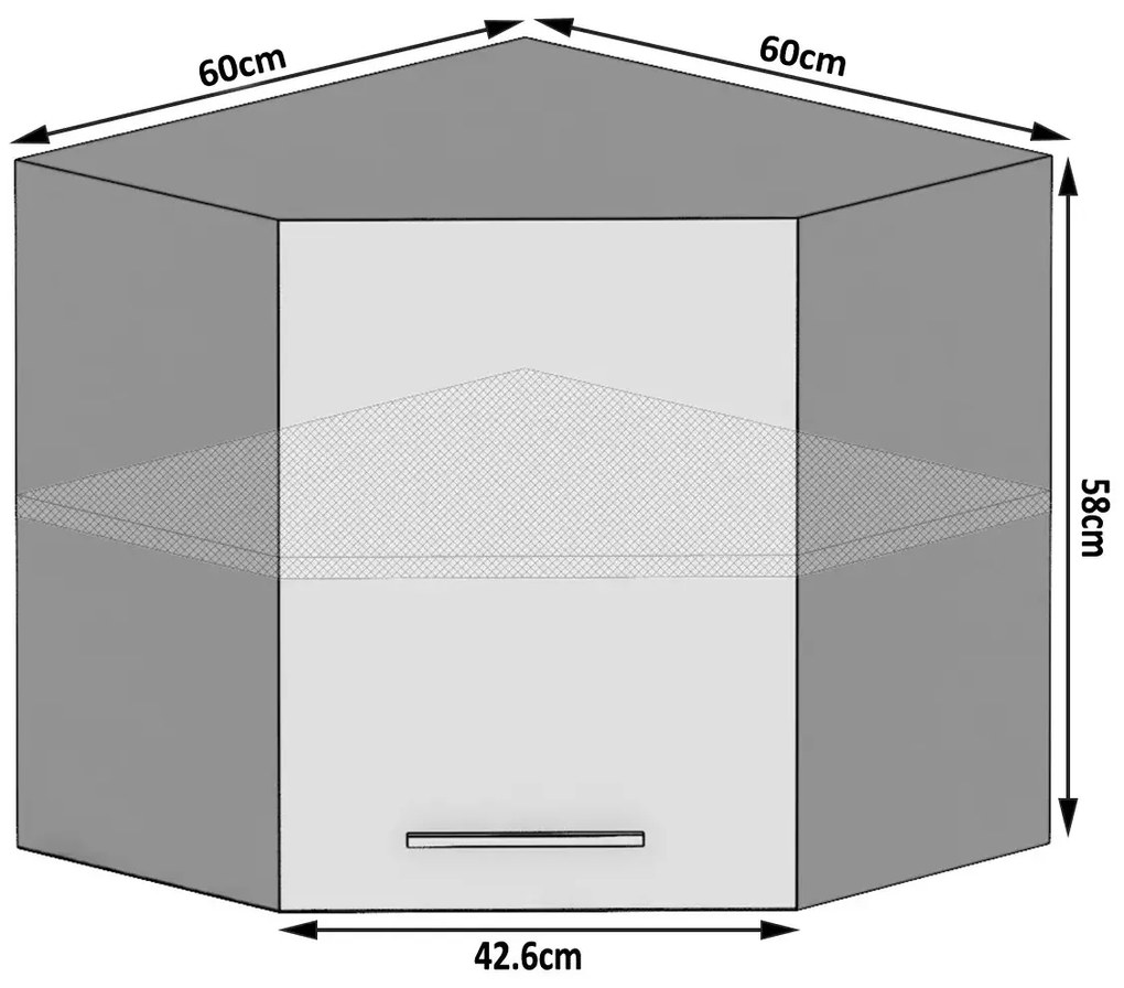 Kuchyňská skříňka Belini horní rohová 60 cm bílý lesk INF SGN60/1/WT/W/0/D