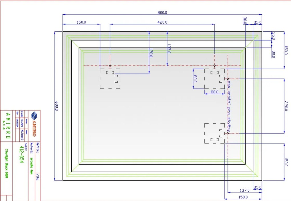 Starlight black LED zrcadlo na chodbu do předsíně nástěnné do koupelny 412-054