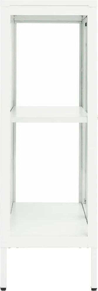 Příborník bílý 75 x 35 x 105 cm ocel a sklo 336071