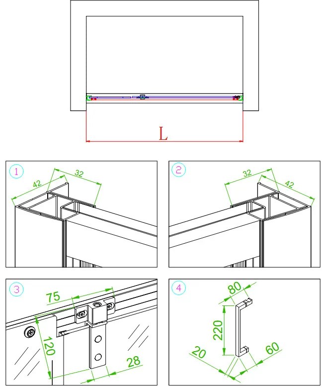 BPS-koupelny Sprchové dveře HYD-DN08 80 černá/transparent pro instalaci do niky - bez vaničky