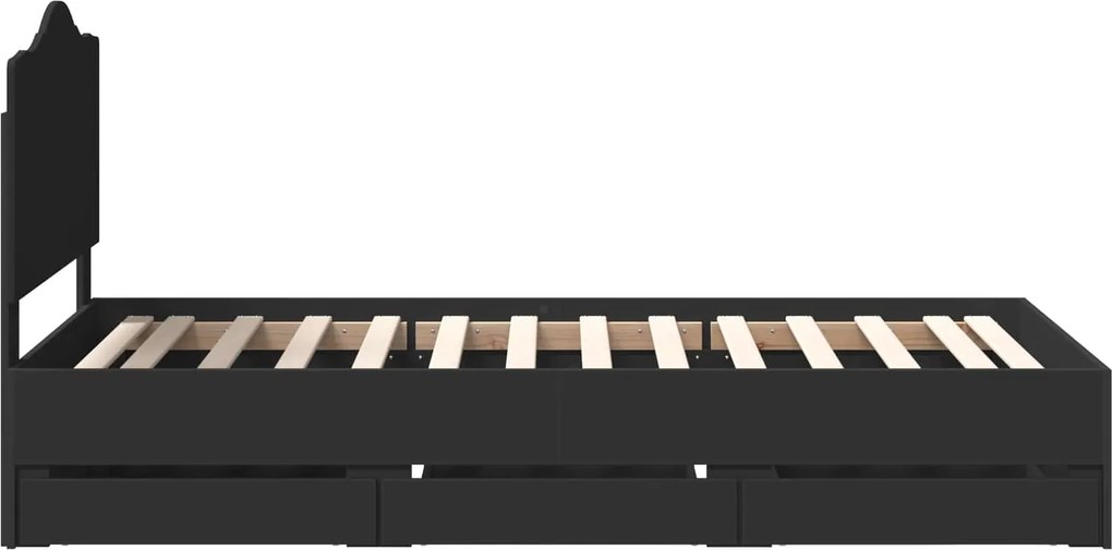 Rám postele se zásuvkou Černý 100 x 200 cm Inženýrské dřevo 3413444