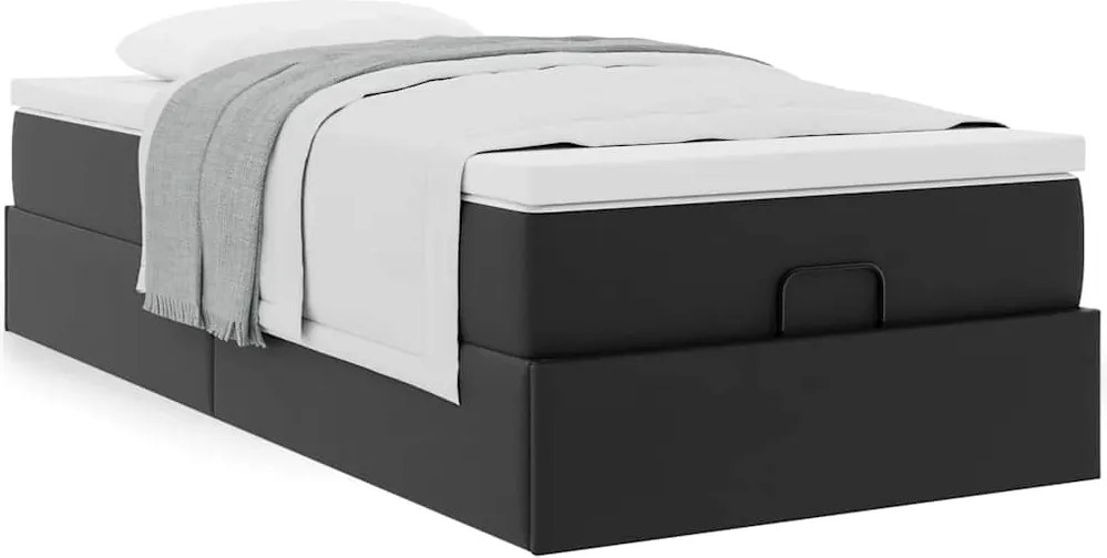 Osmanský rám postele s matrací černá 100x200cm umělá kůže 3311021