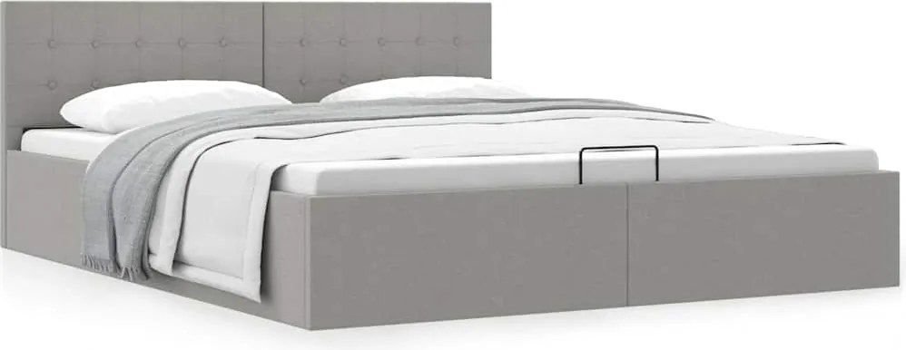 Rám postele s úložným prostorem světle šedý textil 180x200cm 285581
