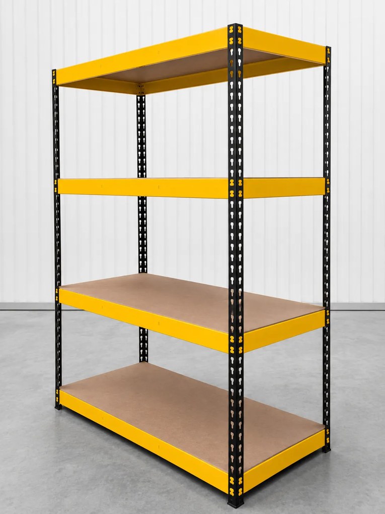 Fistar Regál 216x120x80 cm PROFESIONÁLNÍ lakovaný 5-policový, nosnost 2000 kg - ČERNO-ŽLUTÝ
