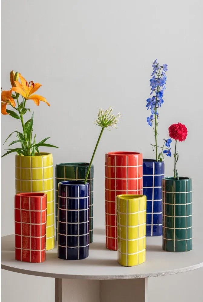 Modrá keramická váza (výška 30 cm) Retro Tiles – PT LIVING