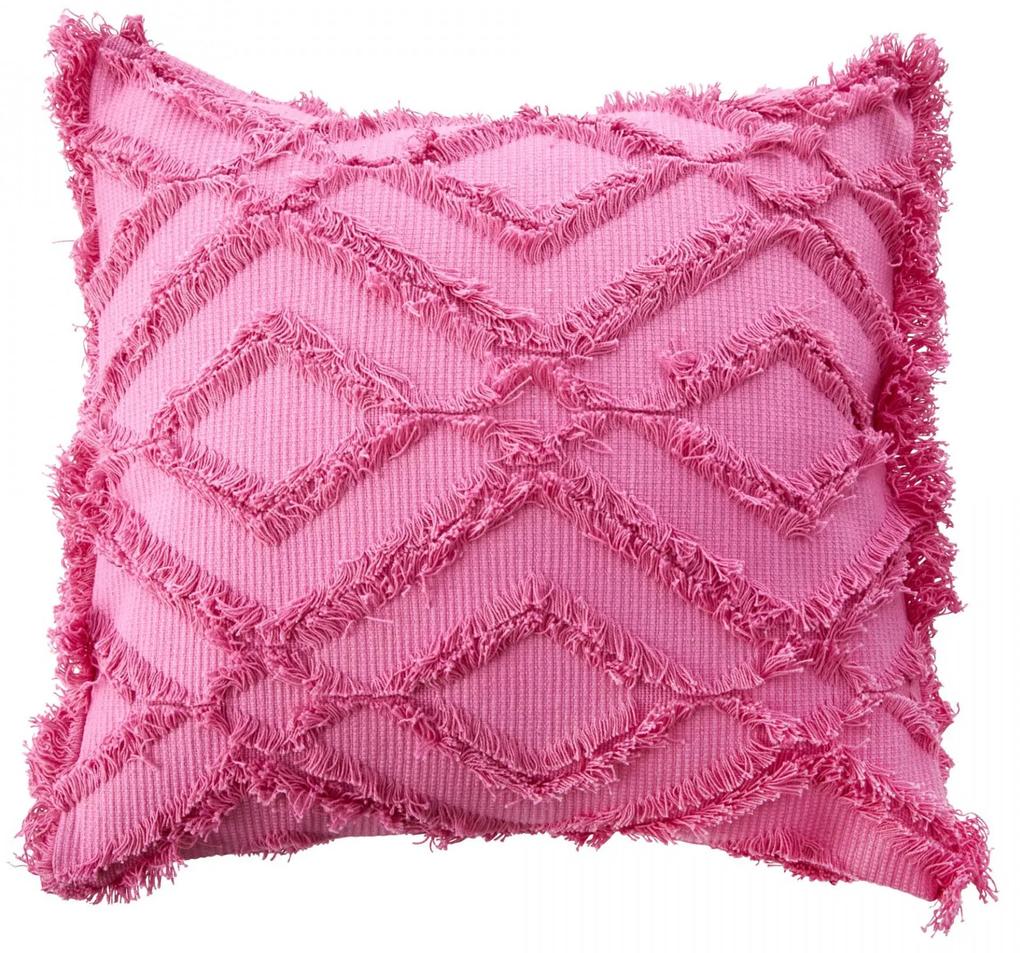 rice Polštář Fringes Pink - 40x40cm, růžová barva, textil