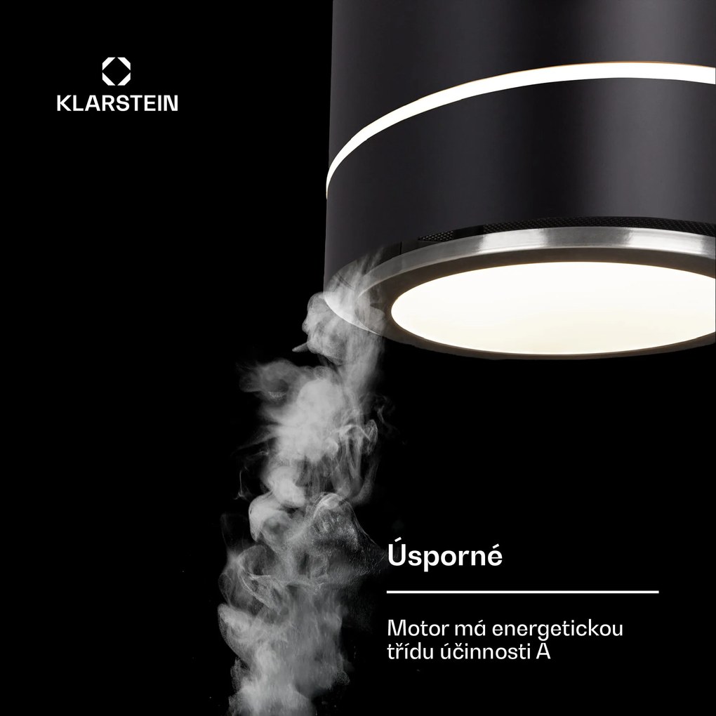 Klarstein Tron Ambience, digestoř, 38 cm, ostrůvková, 540 m³/h, LED, černá