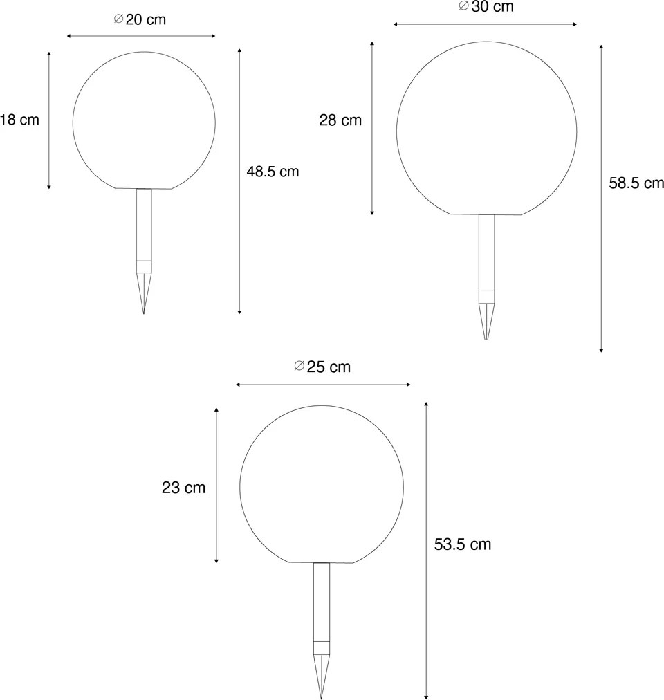 Sada 3 bílých venkovních stojacích lamp včetně LED solárních IP44 - Ludger