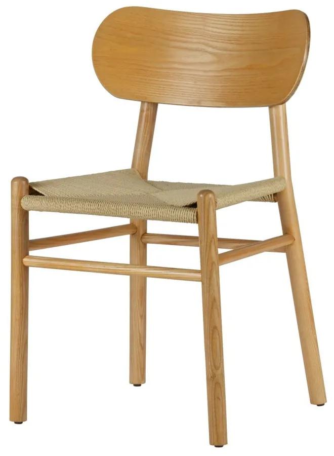 Přírodní jídelní židle z gumovníkového dřeva s ratanovým sedákem BePureHome Jointly