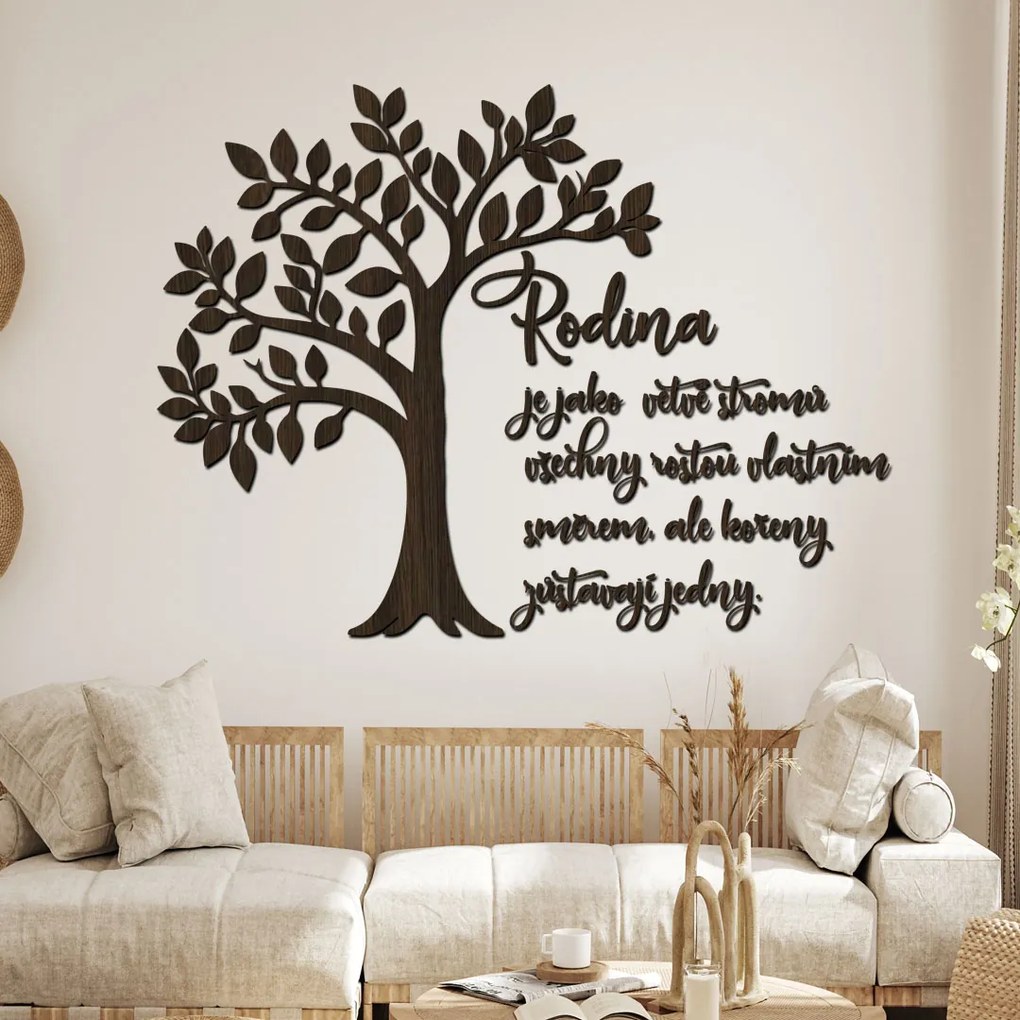 dřevo života Dřevěný strom Rodina jsou kořeny Zvolte rozměr (cm): 79x60, Zvolte barvu dekoru: Černá