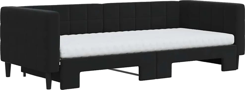 Válenda s přistýlkou a matracemi černá 90 x 200 cm samet 3196719