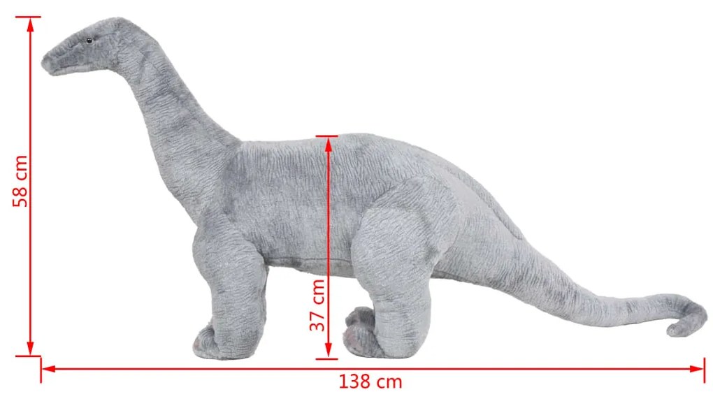 vidaXL Marketos Stojící plyšová hračka dinosaurus brachiosaurus šedý XXL