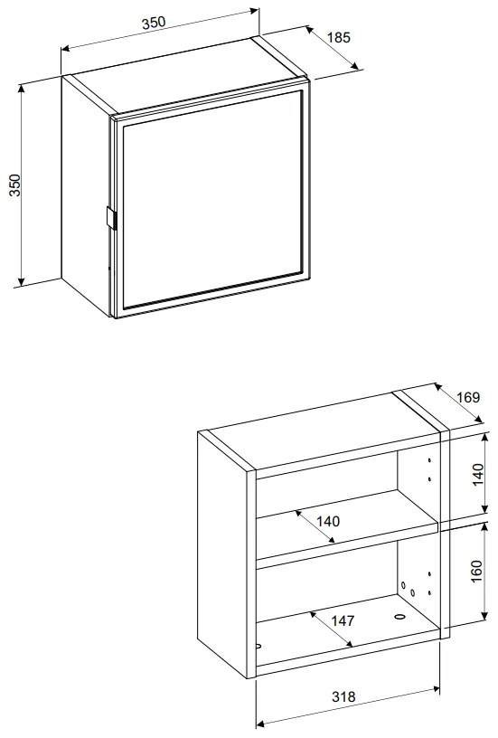 Comad Koupelnová skříňka závěsná horní Qubik Bella Cashmere 35 kašmír
