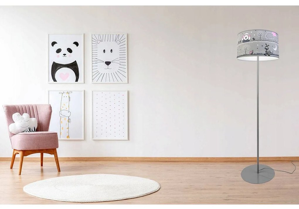 Dětská stojací lampa Ladybird, 1x textilní stínítko se vzorem, (výběr ze 2 barev konstrukce), o