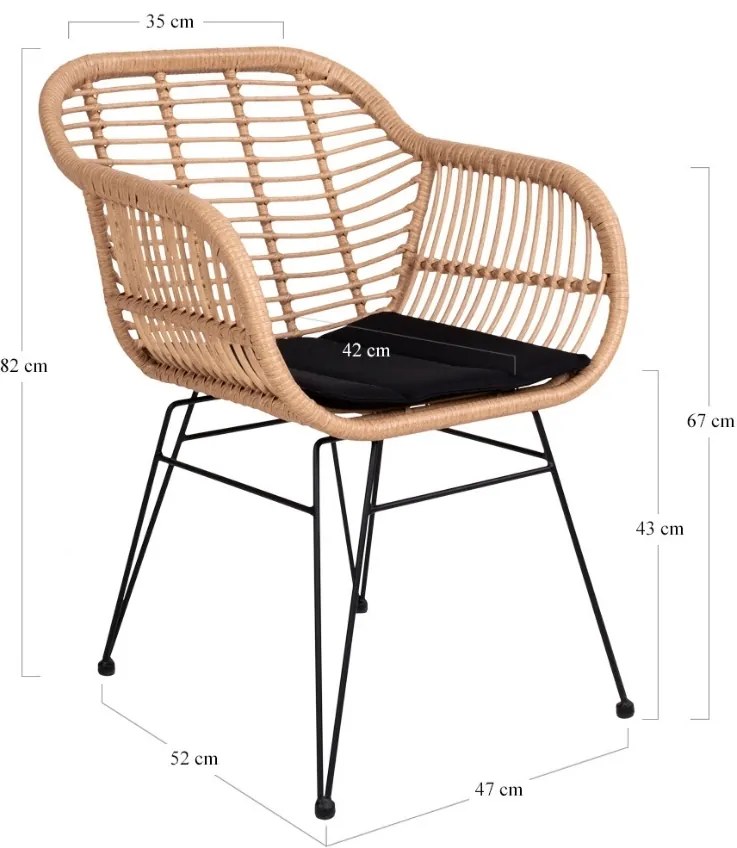 Nordic Living Přírodní ratanové křeslo Flot