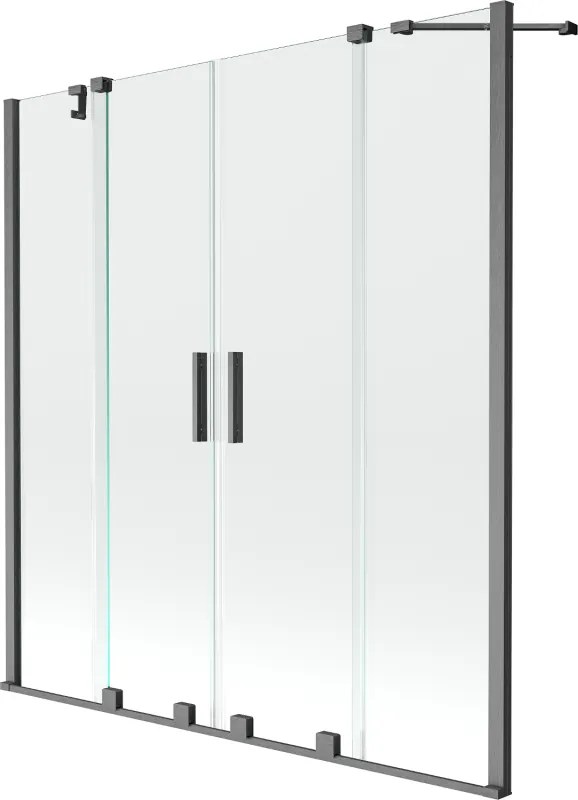 Mexen Velar Duo, 2-křídlová posuvná vanová zástěna 150 x 150 cm, 8mm čiré sklo, grafitový matný profil, 896-150-000-02-66