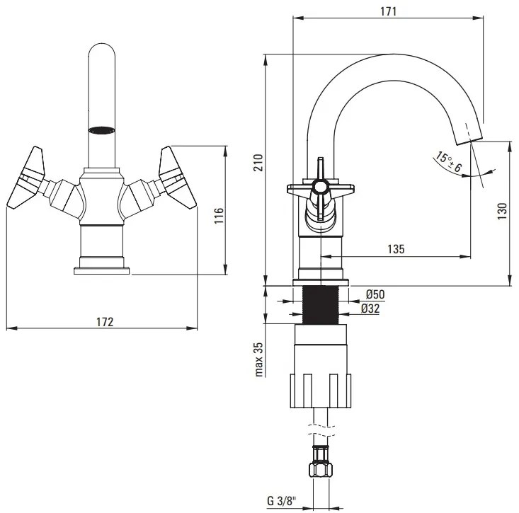 Deante Temisto, umyvadlová baterie, chromová, DEA-BQT_020D