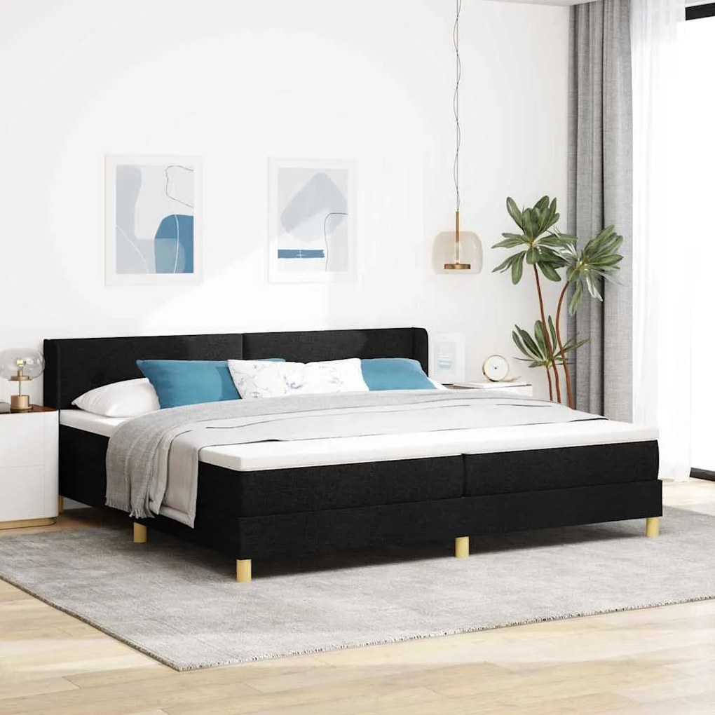 Postel s boxspringem s čelo Černá 200 x 200 cm textil 3341316