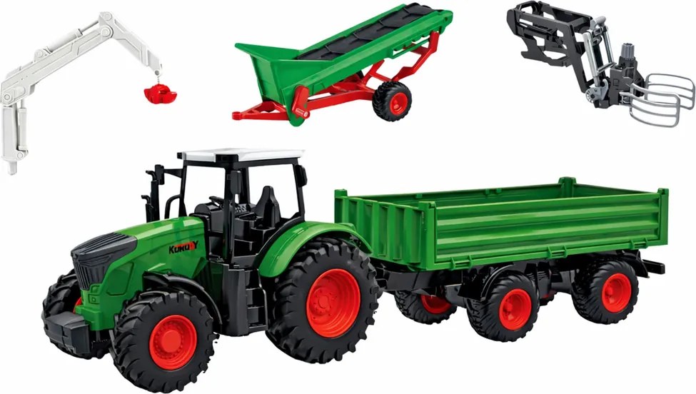 LEAN Toys Zemědělská sada: Traktor s přívěsem, zvířata, farmáři, farma, 45 dílů