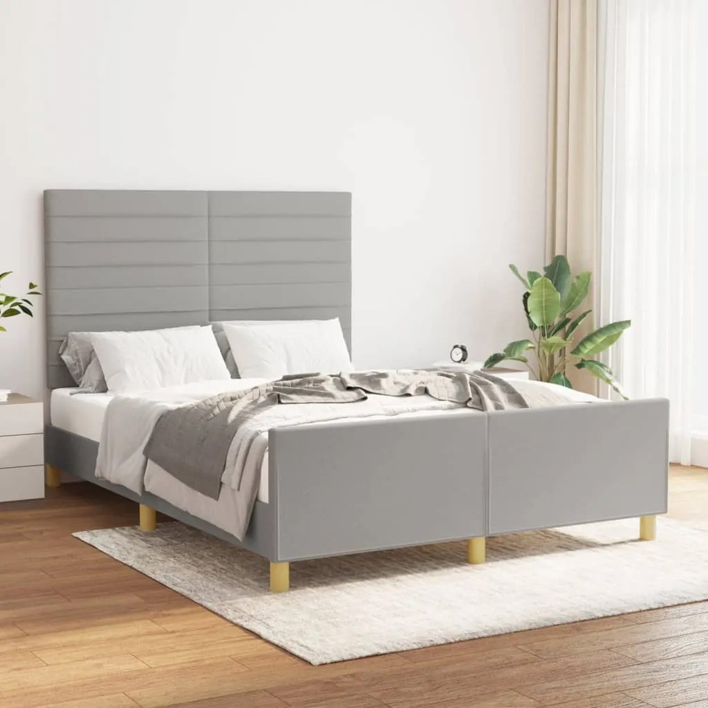 Rám postele bez matrace světle šedý 140 x 190 cm textil 3125130
