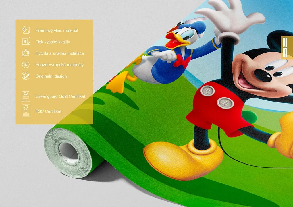 Dětská vliesová fototapeta na zed' Mickey Mouse a přátelé, Disney | 202 x 90 cm | DFTDNH 5343