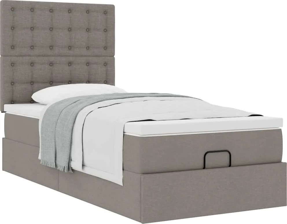 Osmanský rám postele s matrací taupe 80x200cm textil 3313282