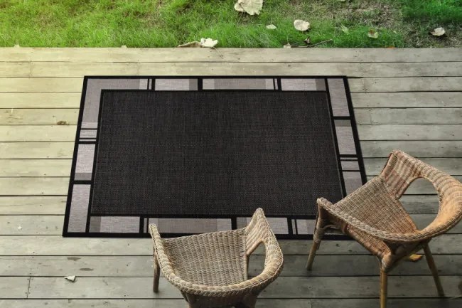 Koberec Floorlux sizal 20195 Černo/Stříbrný