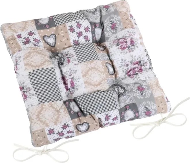 Bellatex Sedák DITA prošívaný 40x40 cm Patchwork Šedá,Béžová,Vínová