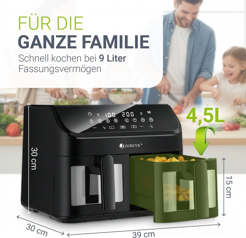 Juskys Horkovzdušná fritéza 9 l se dvěma koši